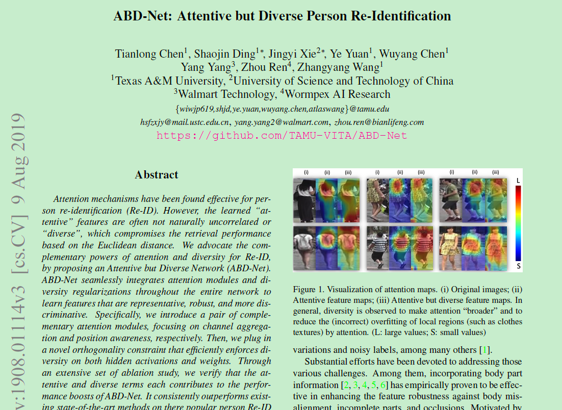 【ReID】ABD-Net: Attentive but Diverse Person Re-Identification_abdnet: attentive but diverse ...